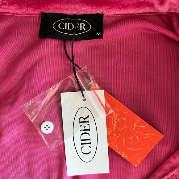 Cider | Dresses | Pink Velour Button Down Wrap Shirt Long Sleeve ...